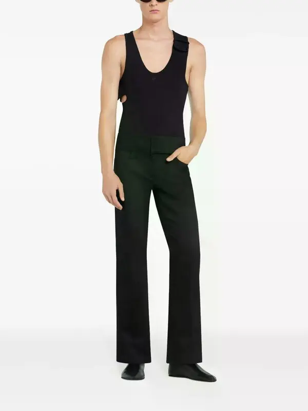 COURREGES Ribbed Tank Top With Cut-out Detailing - Black