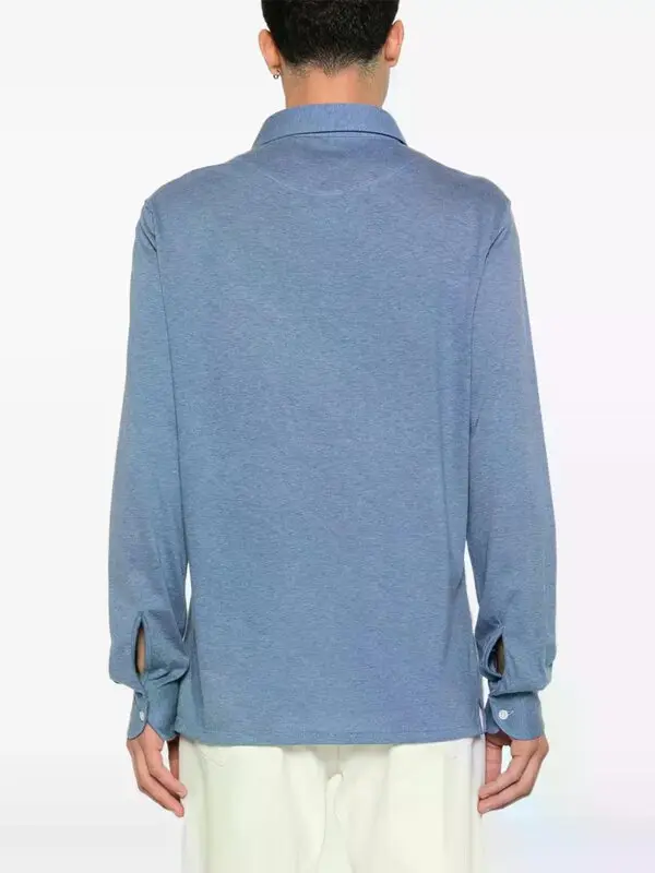 ORIAN Mélange-effect Polo Shirt - Blue