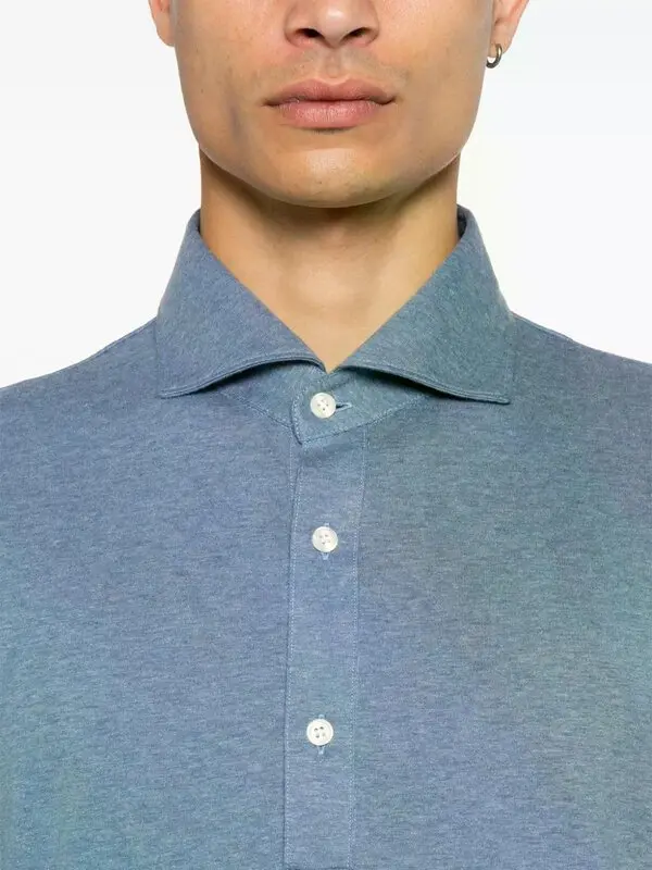 ORIAN Mélange-effect Polo Shirt - Blue