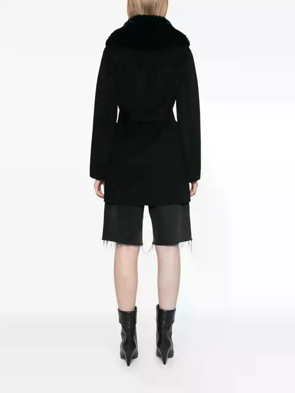 Maje Double-faced Midi Coat With Faux-fur Collar