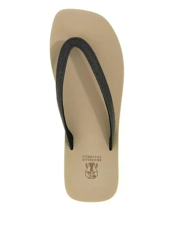 Brunello Cucinelli Monili Embroidered Flip-flops