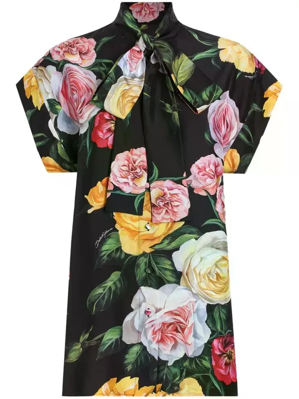 Dolce & Gabbana Rose-print Shirt - Black