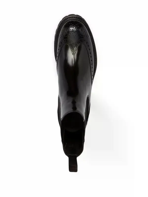 SCAROSSO Leather Brogue Slip-on Boots