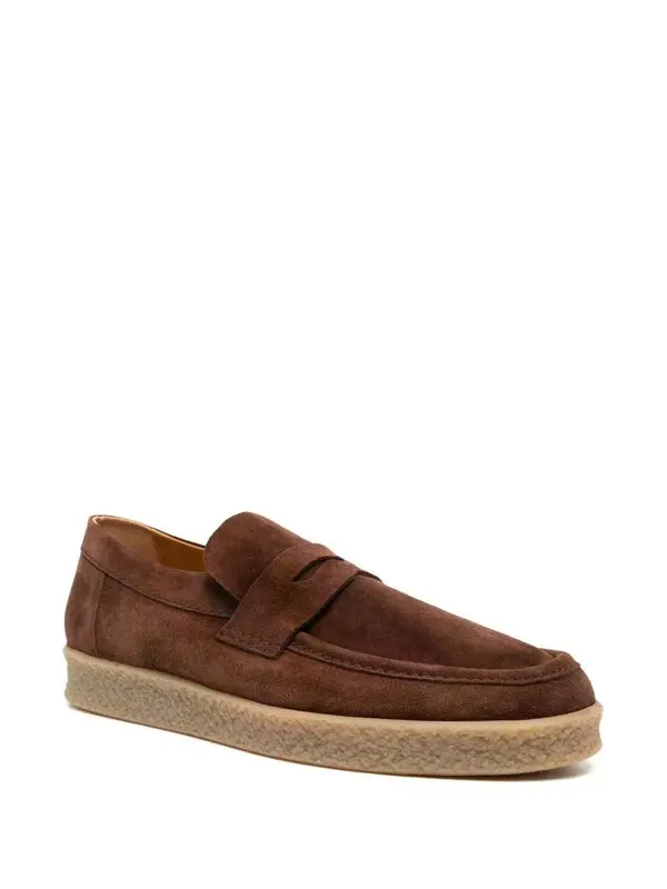 LARDINI Suede Penny Slot Loafers