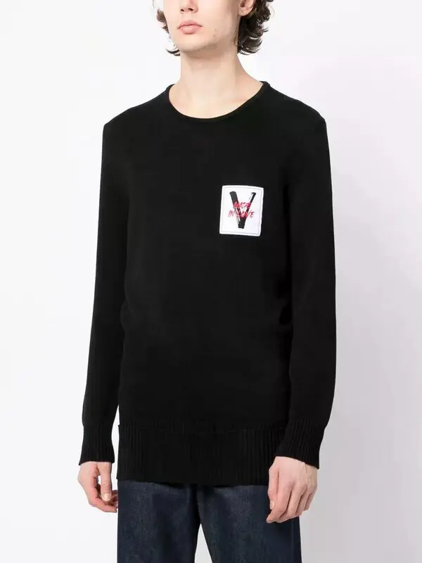 PORTS V Logo-patch Crew-neck Jumper - Black