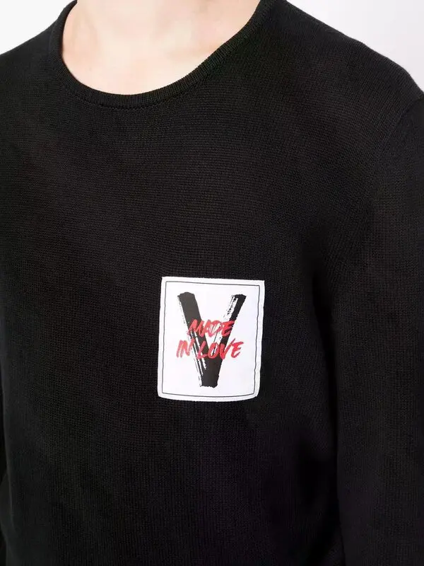 PORTS V Logo-patch Crew-neck Jumper - Black