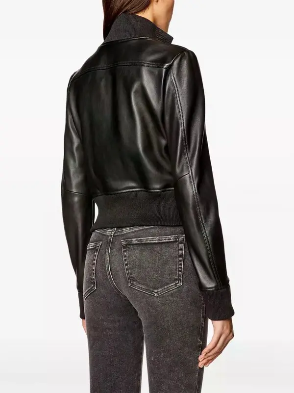 DIESEL® Logo-embossed Leather Bomber Jacket
