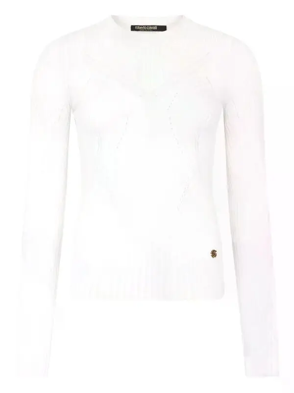 Roberto Cavalli Openwork Rib-knit Sweater - White