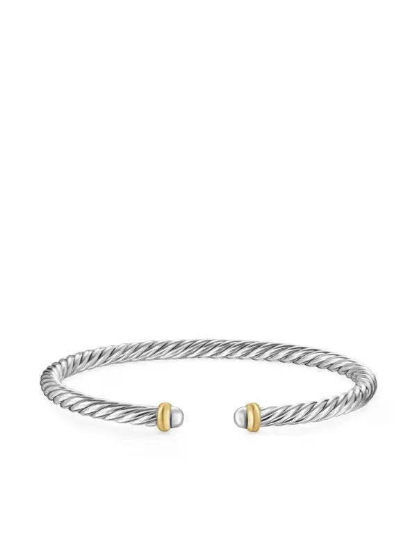 David Yurman 14kt Yellow Gold And Sterling Cable Flex Bracelet