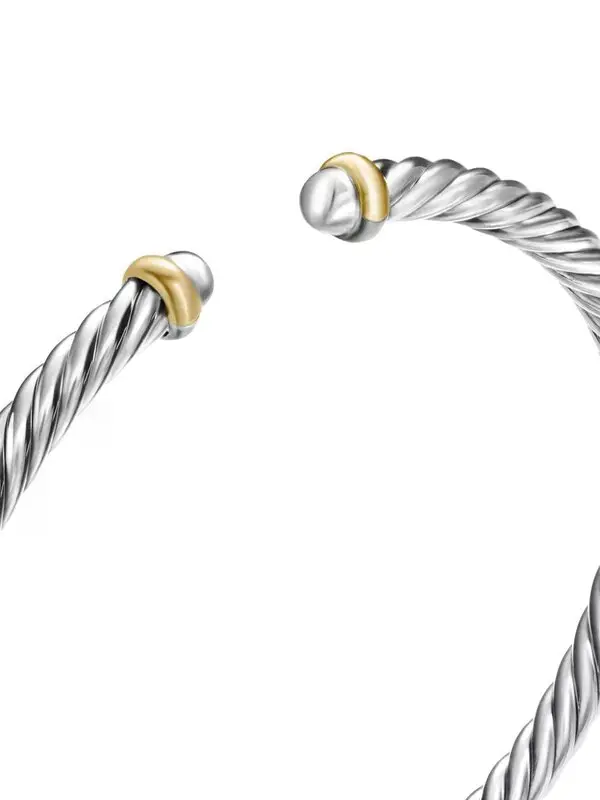 David Yurman 14kt Yellow Gold And Sterling Cable Flex Bracelet