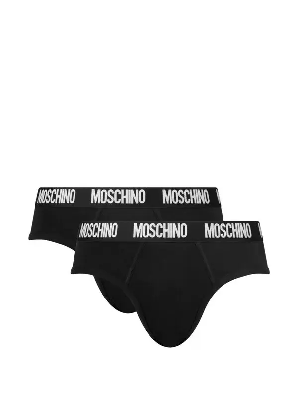Moschino Logo-waistband Briefs - Black