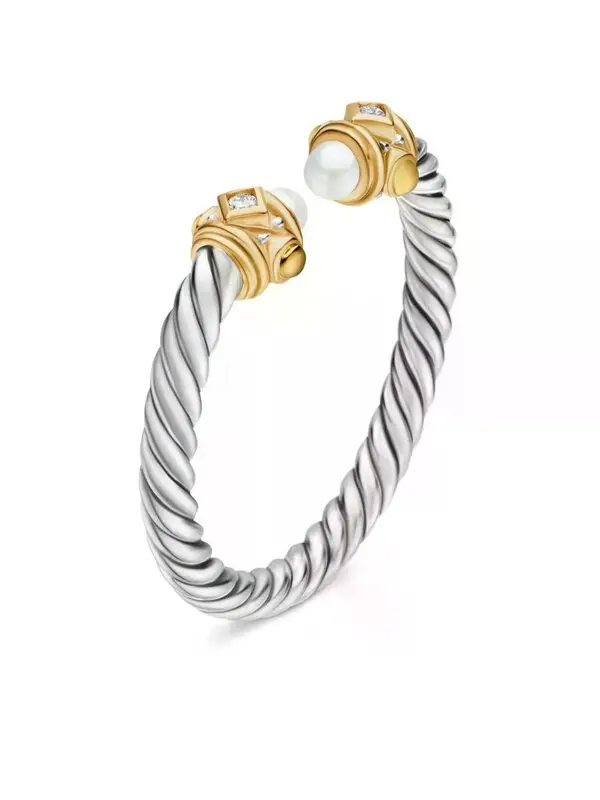 David Yurman 18kt Yellow Gold And Sterling Renaissance Pearl And Diamond Ring