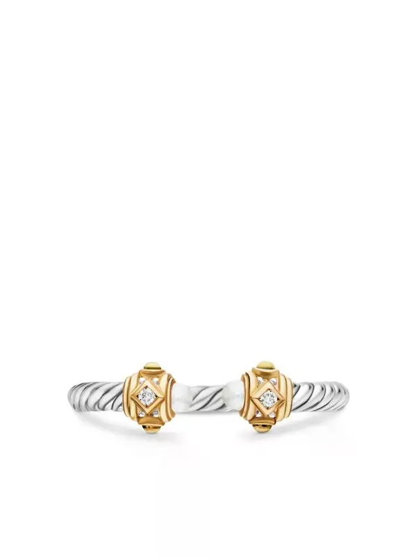 David Yurman 18kt Yellow Gold And Sterling Renaissance Pearl And Diamond Ring