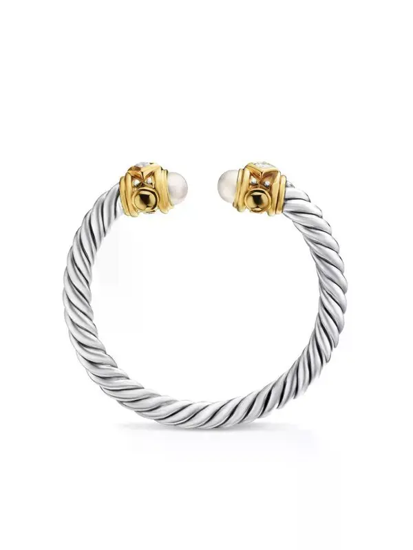 David Yurman 18kt Yellow Gold And Sterling Renaissance Pearl And Diamond Ring