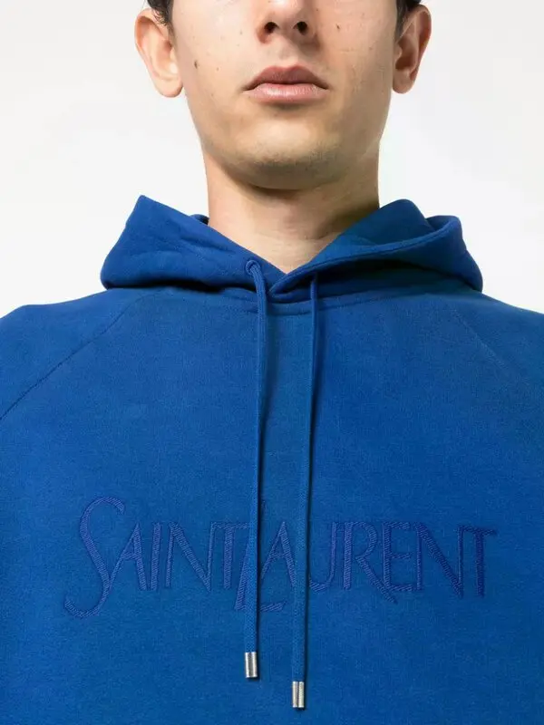 Saint Laurent Logo-embroidered Cotton Hoodie
