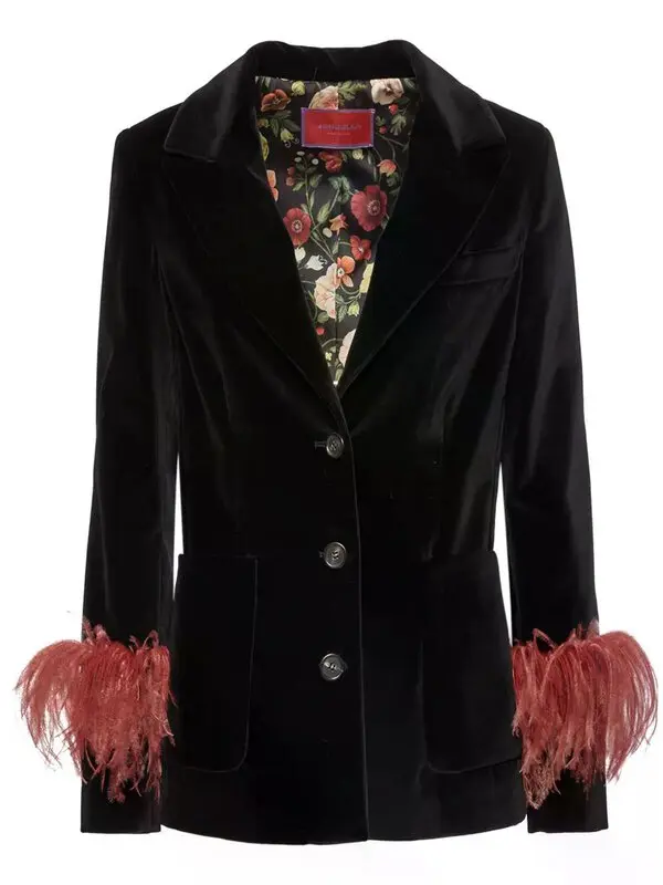 La DoubleJ Keaton Feather-trimmed Blazer