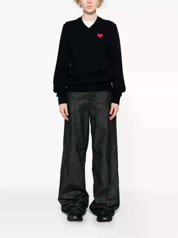 Play Comme Des Garcon Heart-patch Wool Jumper