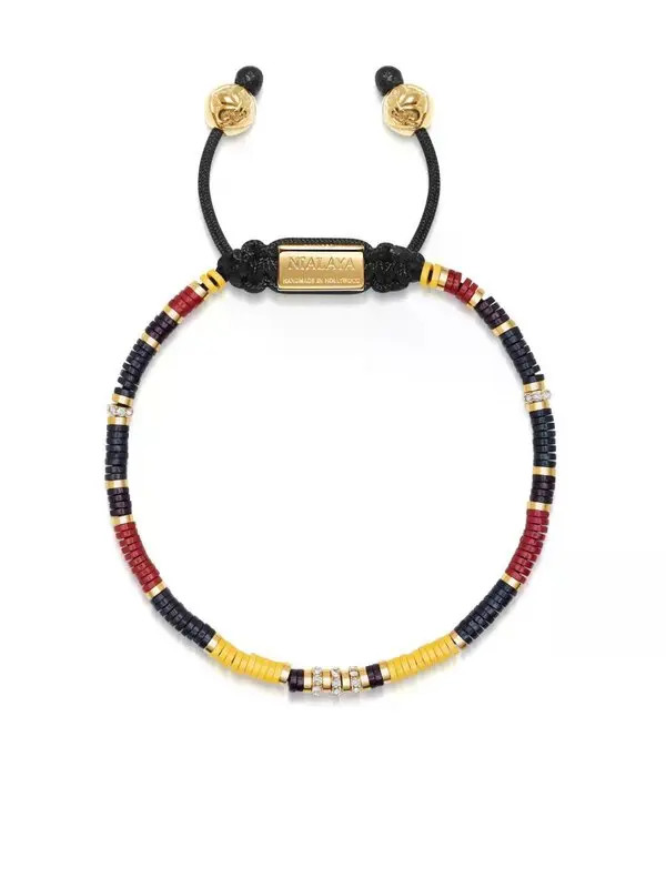 NIALAYA JEWELRY Logo-plaque Beaded Bracelet - Black