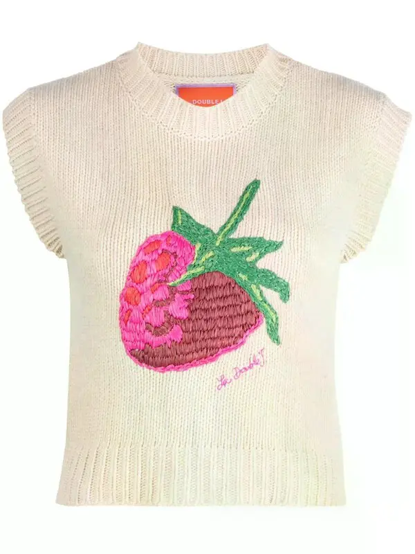La DoubleJ Lampone Embroidered Knitted Vest - Neutrals