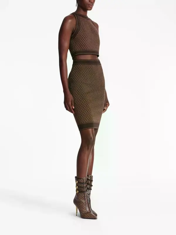 Balmain Monogram-jacquard Skirt