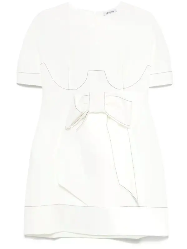 PARLOR Contrast-stitching Mini Dress - Neutrals