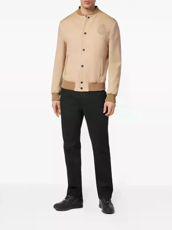 BILLIONAIRE Logo-patch Button-up Bomber Jacket