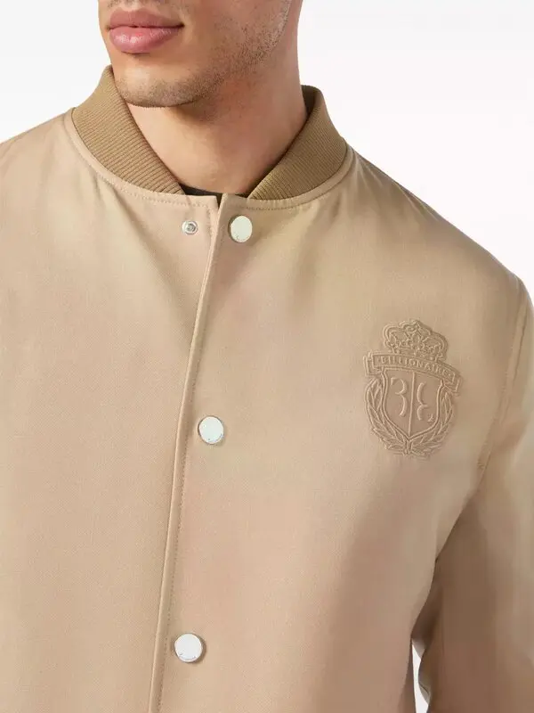 BILLIONAIRE Logo-patch Button-up Bomber Jacket
