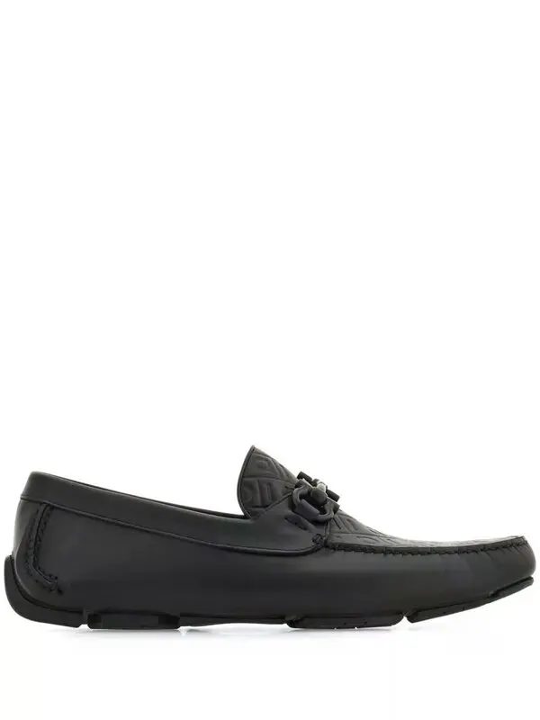 FERRAGAMO Gancini-plaque Leather Loafers
