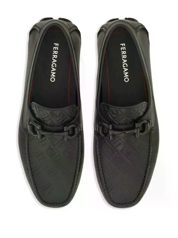 FERRAGAMO Gancini-plaque Leather Loafers