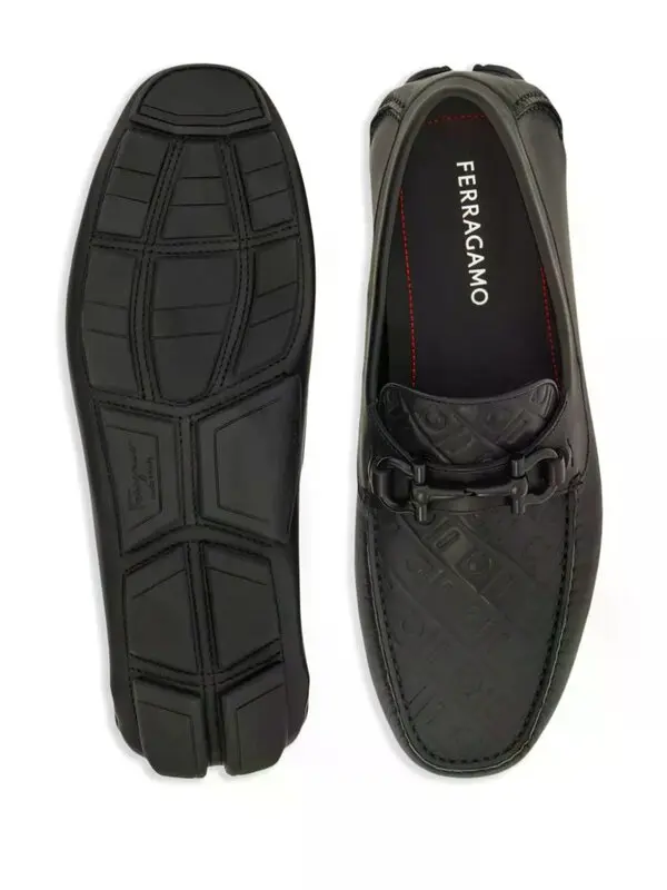FERRAGAMO Gancini-plaque Leather Loafers