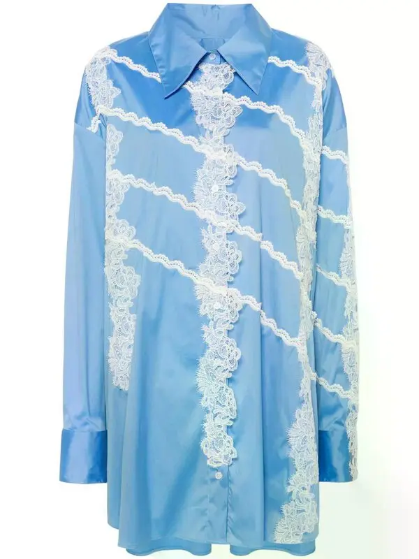 Viktor & Rolf Lace-appliqué Cotton Shirt Dress