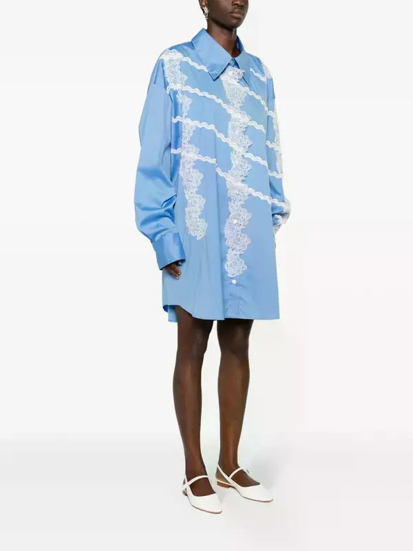 Viktor & Rolf Lace-appliqué Cotton Shirt Dress