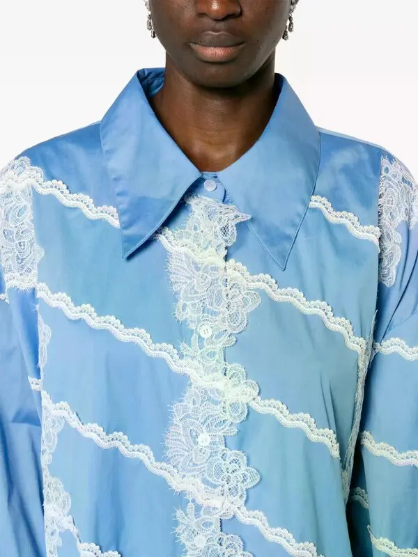 Viktor & Rolf Lace-appliqué Cotton Shirt Dress