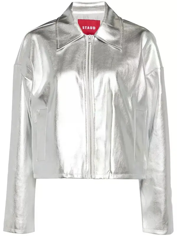 Staud Lennox Metallic-effect Jacket - Silver