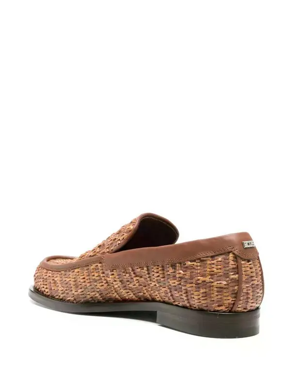 Gcds Monogram-embossed Raffia Loafers