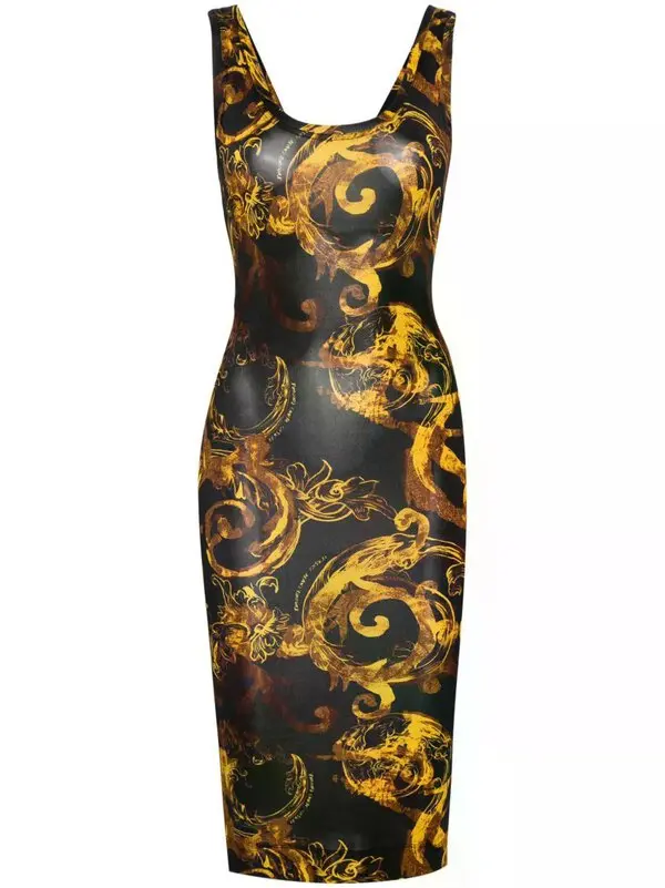 Versace Watercolour Couture-print Midi Dress