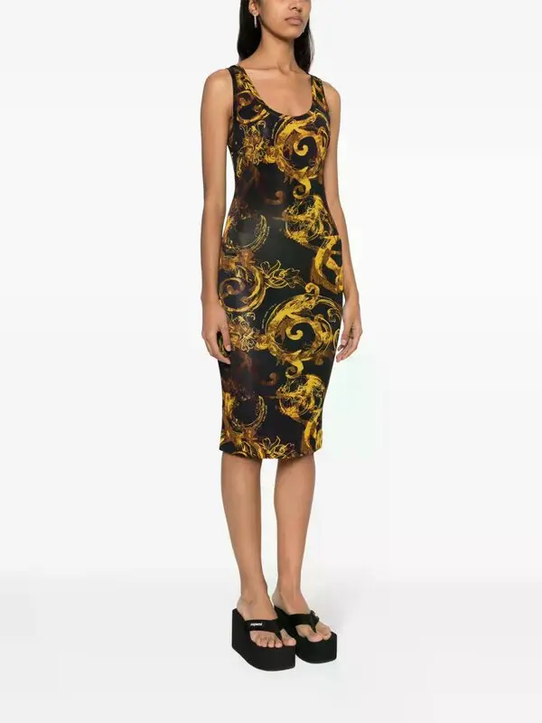 Versace Watercolour Couture-print Midi Dress