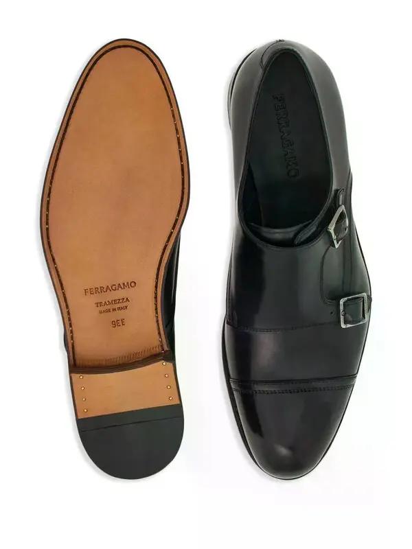 FERRAGAMO Tramezza Double-monkstrap Leather Shoes