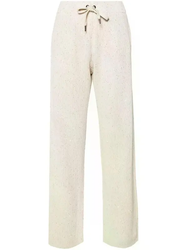 Brunello Cucinelli Sequin-embellished Ribbed-knit Trousers