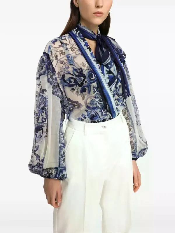Dolce & Gabbana Majolica-print Silk Blouse