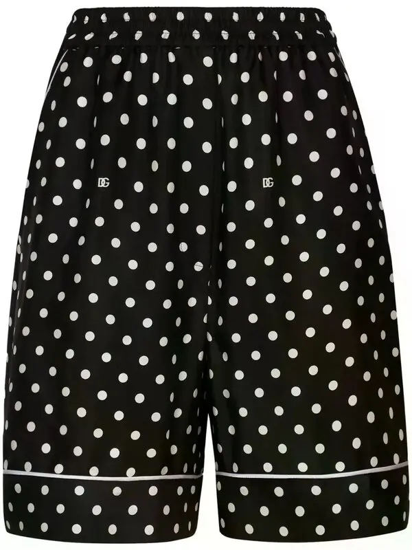 Dolce & Gabbana Polka-dot Silk Twill Shorts - Black