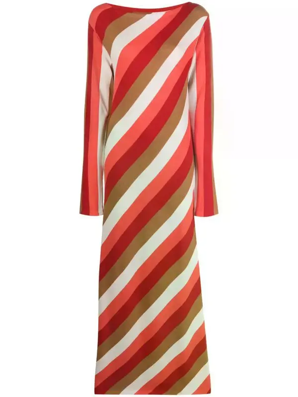 La DoubleJ Swing Striped Knit Maxi Dress - Red