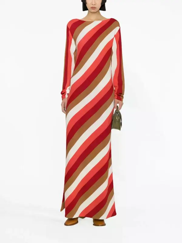 La DoubleJ Swing Striped Knit Maxi Dress - Red