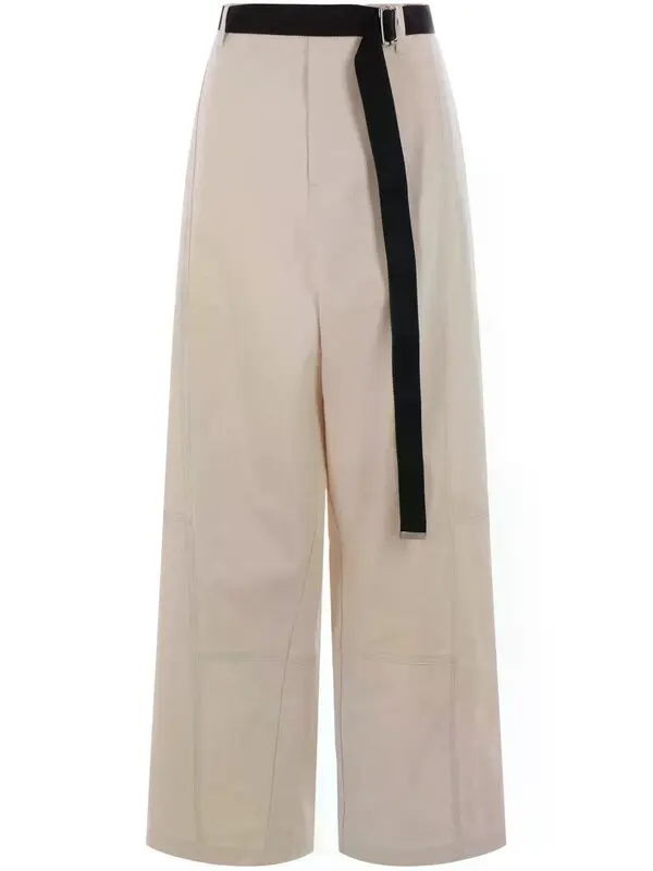Plan C Belted Canvas Trousers - Neutrals