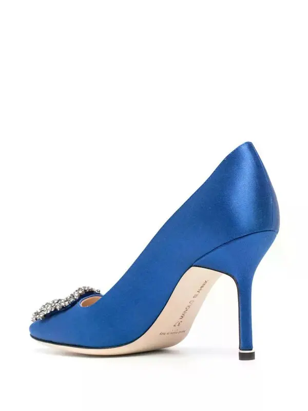 Manolo Blahnik Hangisi 90mm Satin Pumps - Blue