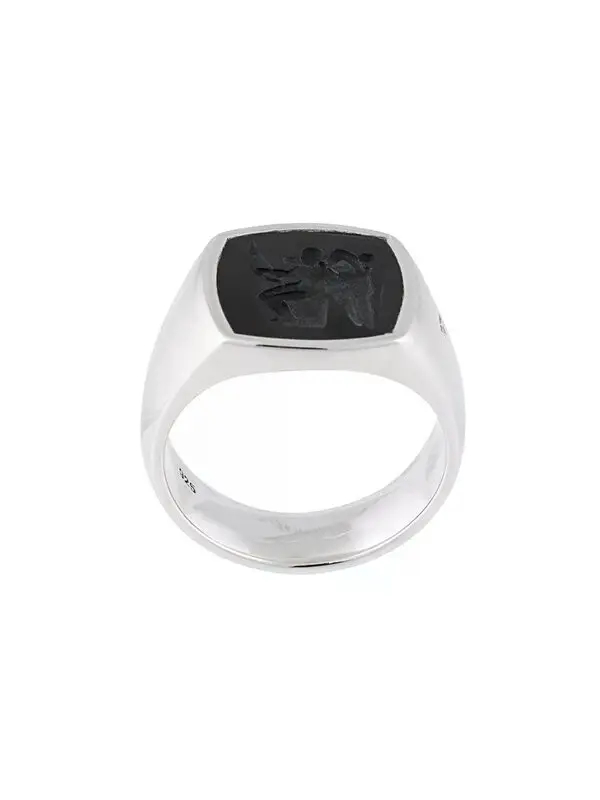 Tom Wood Cushion Eros Onyx Ring - Silver