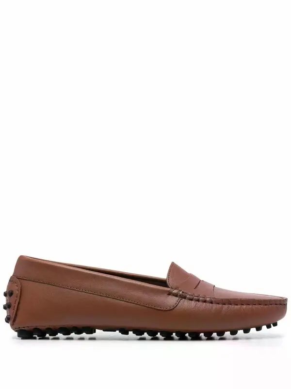 SCAROSSO Ashley Leather Loafers - Brown