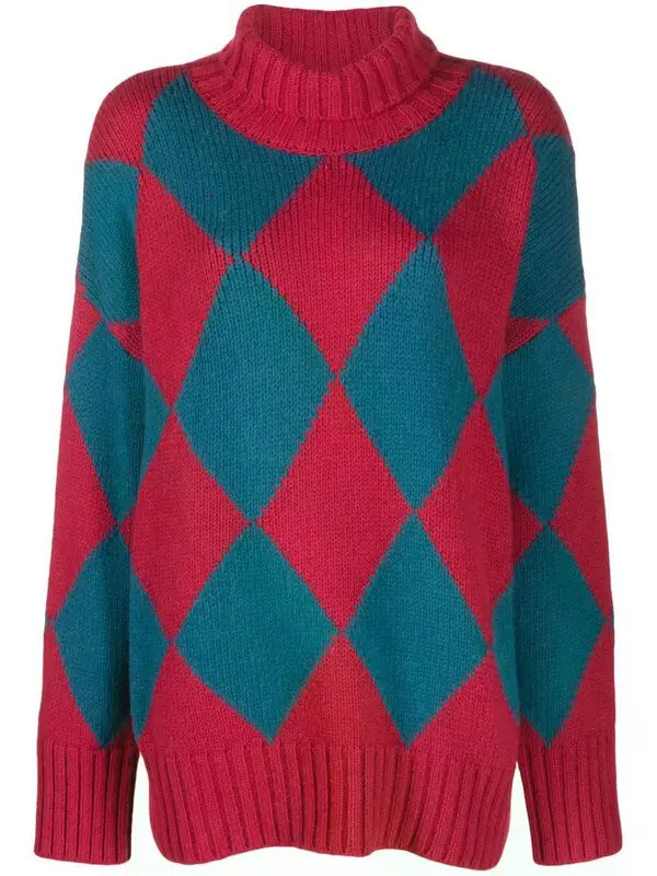 La DoubleJ Argyle Intarsia-knit Jumper - Blue