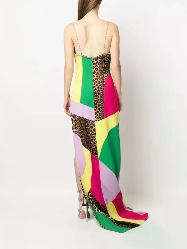 Philipp Plein Long Dress With Patchwork Design