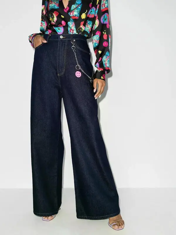 Natasha Zinko High-rise Wide-leg Jeans With Chain Detail